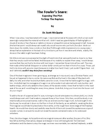 The Fowler's Snare: Exposing The Plot To Stop The Rapture presentation ...