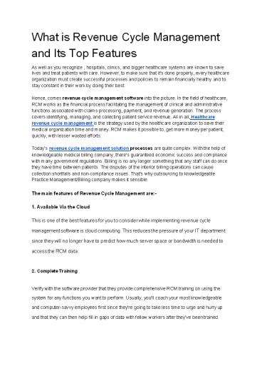 PPT – Revenue Cycle Management Solutions PowerPoint presentation | free ...