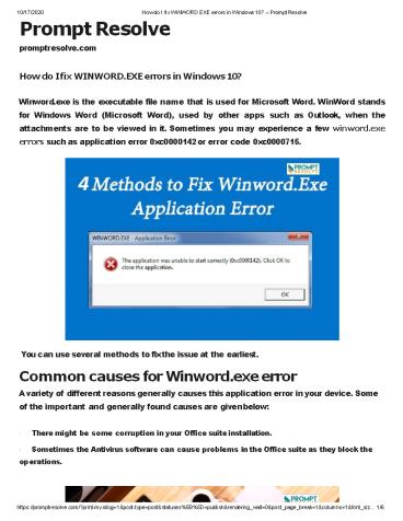How do I fix WINWORD.EXE errors in Windows 10? presentation | free to ...