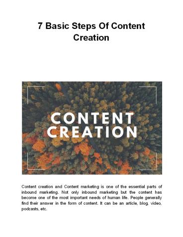 7 Basic Steps Of Content Creation presentation | free to download