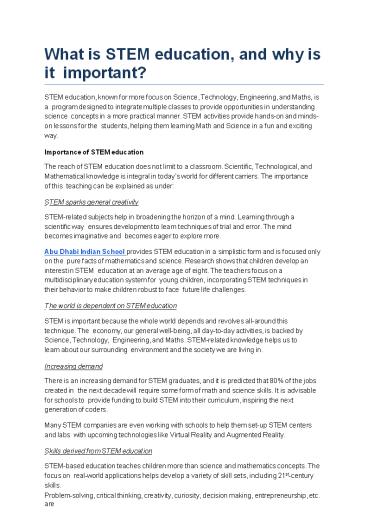 What is STEM education, and why is it important? presentation | free to ...