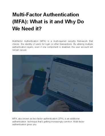 Multi-Factor Authentication (MFA): What is it and Why Do You Need it ...