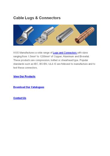 PPT Cable Lugs And Connectors PowerPoint Presentation Free To Download Id 9153c5 Y2ZmY
