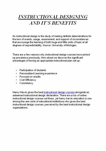 PPT – Instructional Design and it's benefits PowerPoint presentation ...