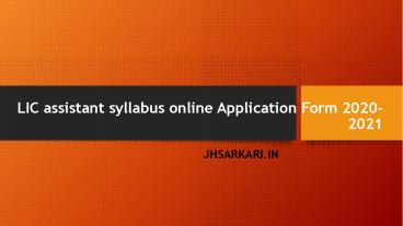 PPT – LIC assistant syllabus online Application Form 2020-2021 ...