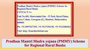 Pradhan Mantri Mudra yojana (PMMY) Scheme for Regional Rural Banks ...