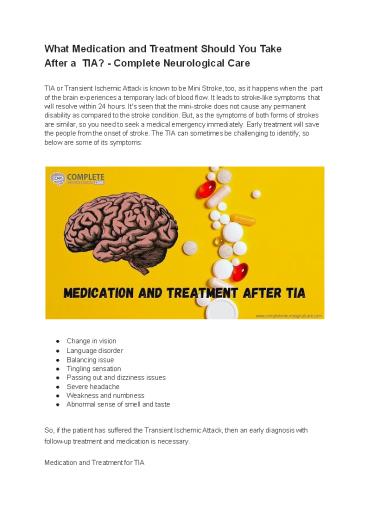 PPT – What Medication and Treatment Should You Take After a TIA ...