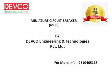 MCB MANUFACTURERS || RCCB MANUFACTURERS - 9310465138 presentation | free to download