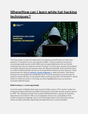 Where/How can I learn white hat hacking techniques? presentation | free ...