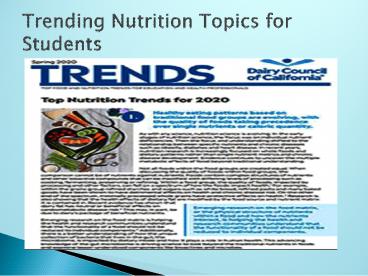Trending Nutrition Topics for Students presentation | free to download