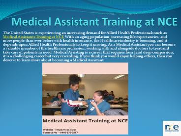 PPT – Medical Assistant Training at NCE PowerPoint presentation | free ...