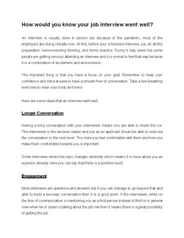 PPT – How would you know your job interview went well? PowerPoint ...