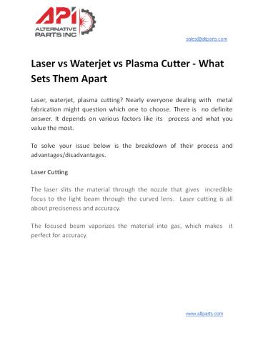 PPT – Laser vs Waterjet vs Plasma Cutter - What Sets Them Apart ...