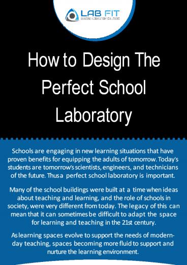 School Laboratory Design - How We Can Help? presentation | free to download