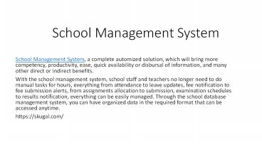 School Management System presentation | free to download
