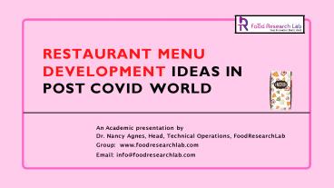 PPT – Restaurant menu development ideas in Post COVID world ...