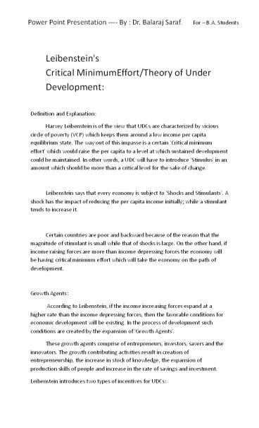 Critical Minimum Effort Theory presentation | free to download