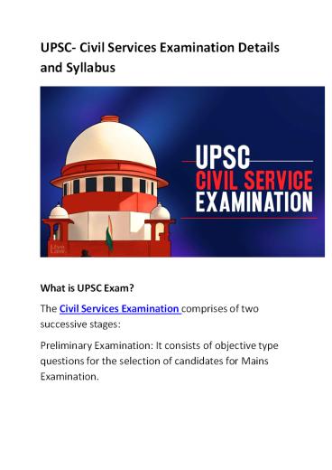 UPSC- Civil Services Examination Details and Syllabus presentation ...