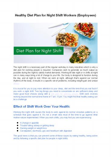 Healthy Diet Plan for Night Shift Workers (Employees) - Go Moringa ...