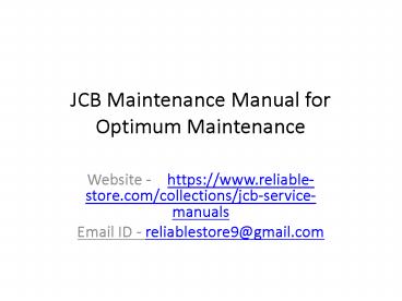 JCB Maintenance Manual presentation | free to download