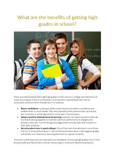 PPT – What are the benefits of getting high grades in school ...