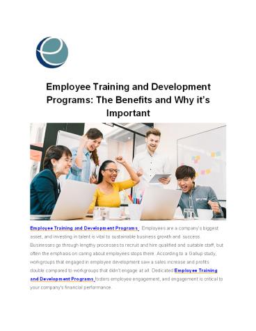 Employee Training and Development Programs: The Benefits and Why it’s ...
