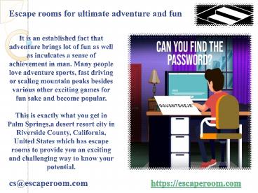 PPT – Escape rooms for ultimate adventure fun things PowerPoint ...