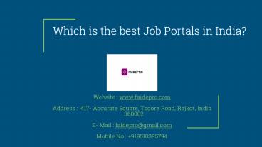 Which is the best Job Portals in India presentation | free to download
