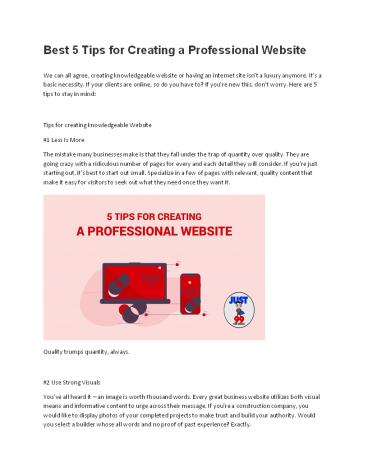 Best 5 Tips for Creating a Professional Website presentation | free to ...