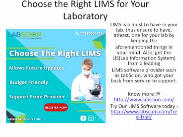 PPT – Choose the Right LIMS for Your Laboratory PowerPoint presentation | free to download - id ...