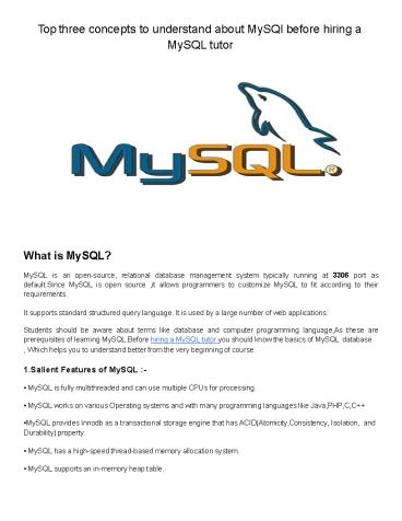 Top Three Concepts to Understand About MySQl Before Hiring a MySQL ...