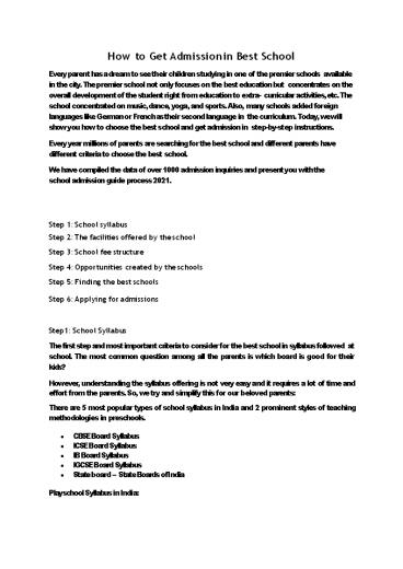 How to Get Admission to Best School presentation | free to download