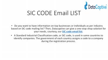 SIC Code Mailing List | SIC Code Based Business Database presentation ...