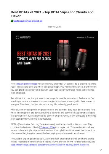 Best RDTAs of 2021 - Top RDTA Vapes for Clouds and Flavor presentation ...