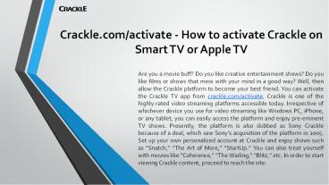 PPT – crackle.com/activate PowerPoint presentation | free to download ...