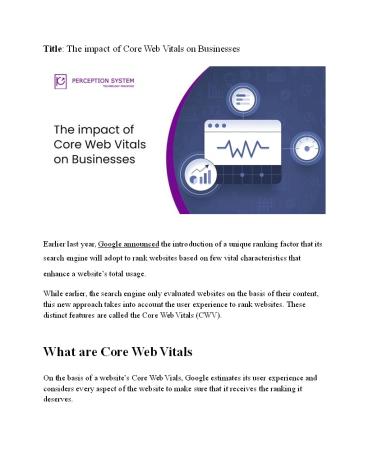PPT – The impact of Core Web Vitals on Businesses PowerPoint ...