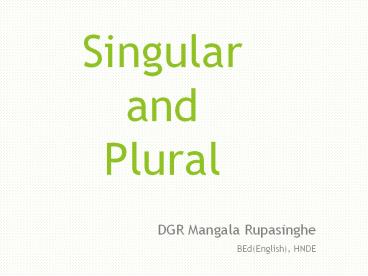 Singular and Plural presentation | free to download