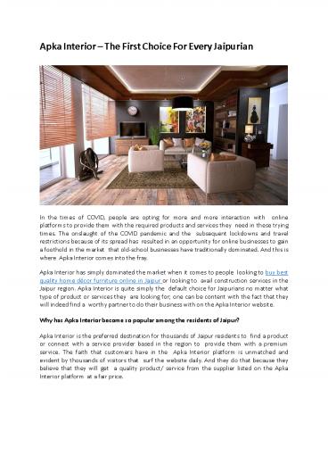 Buy Best Quality Home Décor Furniture Online in Jaipur - Apka Interior ...