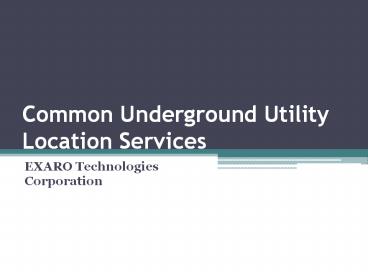 Common Underground Utility Location Services presentation | free to ...