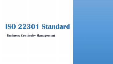 ISO 22301 Standard presentation | free to download