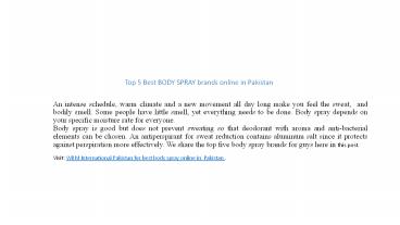 PPT – Top 5 Best Body Spray Brands in Pakistan PowerPoint presentation ...