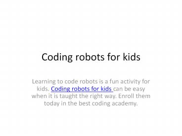 Coding robots for kids (2) presentation | free to download