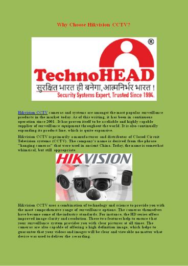 Why Choose Hikvision CCTV? presentation | free to download