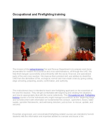 PPT – Occupational & Firefighting Training PowerPoint presentation ...