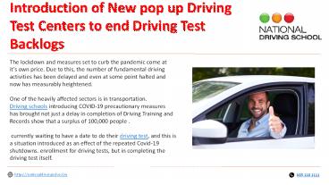PPT – Introduction of New pop up Driving Test Centres to end Driving ...