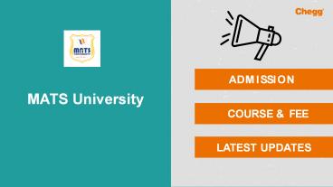 PPT – MATS University - [MATS], Raipur PowerPoint presentation | free ...