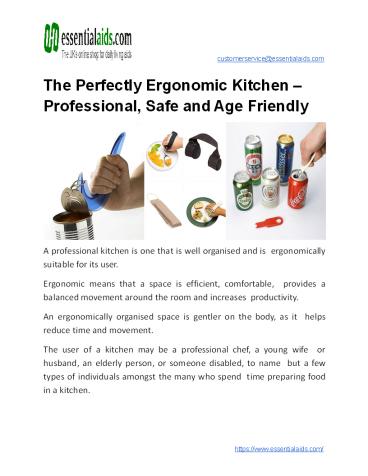 PPT – The Perfectly Ergonomic Kitchen – Professional, Safe and Age ...