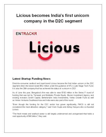 Licious becomes India's first unicorn company in the D2C segment ...