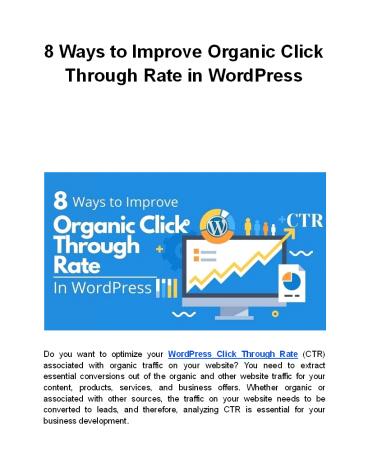 PPT – 8 Ways to Improve Organic Click Through Rate in WordPress ...