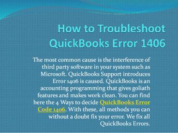 PPT – How to Resolve QuickBooks Error 1406 PowerPoint presentation | free to download - id ...